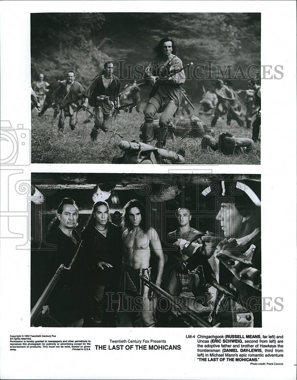 1992 Press Photo Scenes From Film "Last Of The Mohicans" - Historic Images