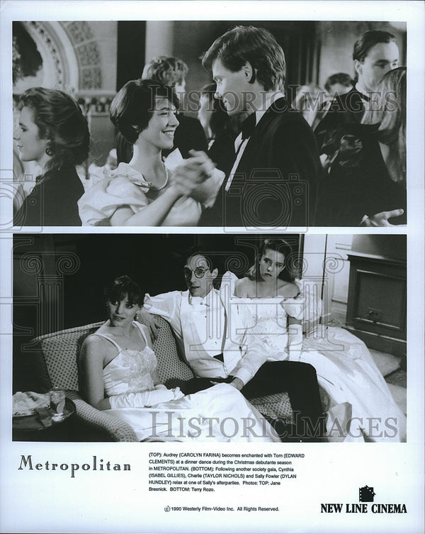 1990 Press Photo Actress Carolyn Farina, Edward Clements, Isabel Gillies, Taylor - Historic Images