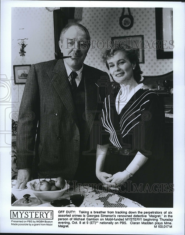 1992 Press Photo Michael Gambon and Ciaran Madden in "Maigret II" - Historic Images