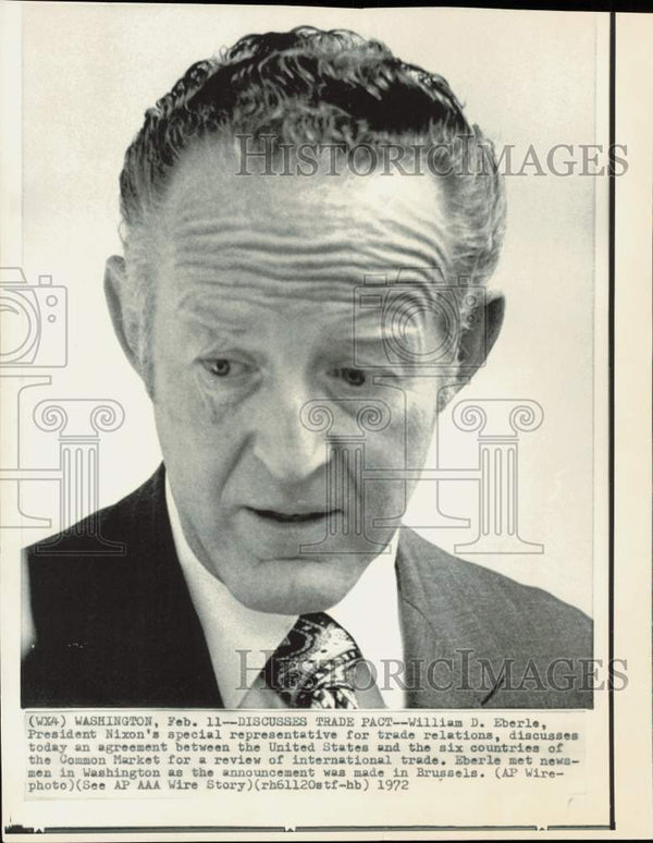1972 Press Photo President Nixon's trade rep, William Eberle in Washin - Historic Images