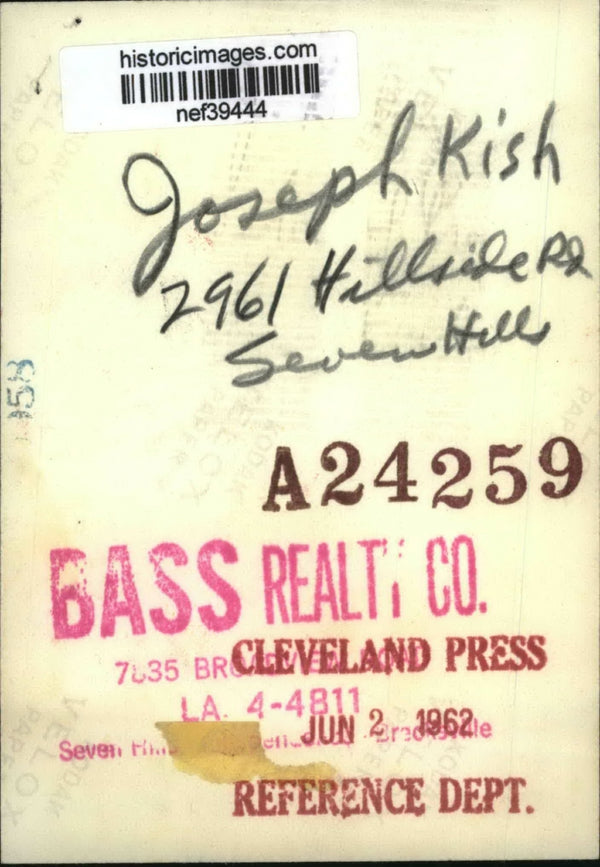 1962 Press Photo Joseph Kish, 2961 Hillside Rd. Seven Hill - nef39444 - Historic Images