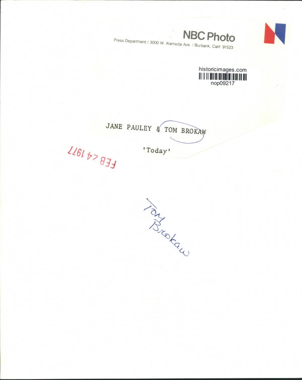 1977 Press Photo Jane Pauley and Tom Brokaw in Today - nop09217 - Historic Images