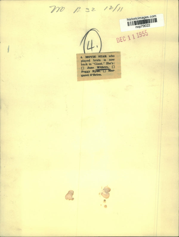 1955 Press Photo Movie star Jane Withers stars in "Giant" - nop79022 - Historic Images