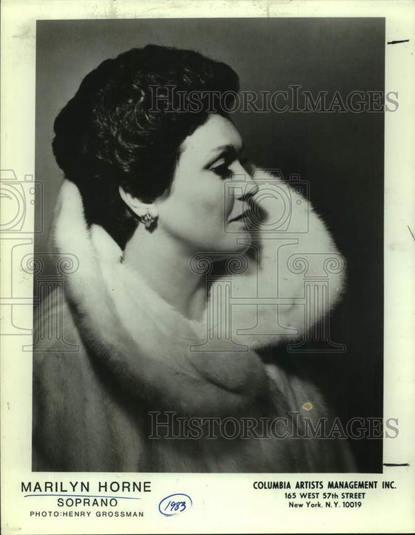 1983 Press Photo Soprano Singer Marilyn Horne - sap12436 - Historic Images