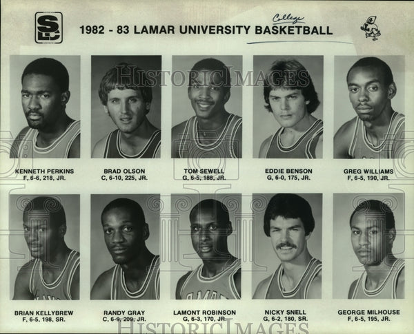 1982 Press Photo Lamar University men's basketball mug shots - sas05255 - Historic Images