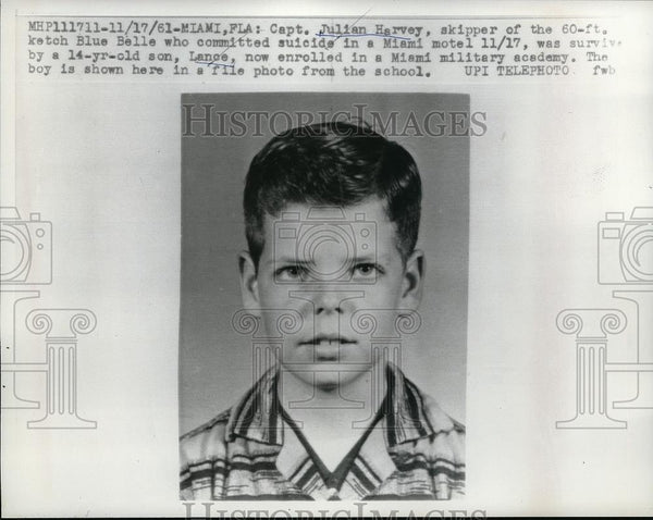 Lance Harvey, Son of Capt. Julian Harvey Who Committed Suicide 1961 Vintage Press Photo Print ...