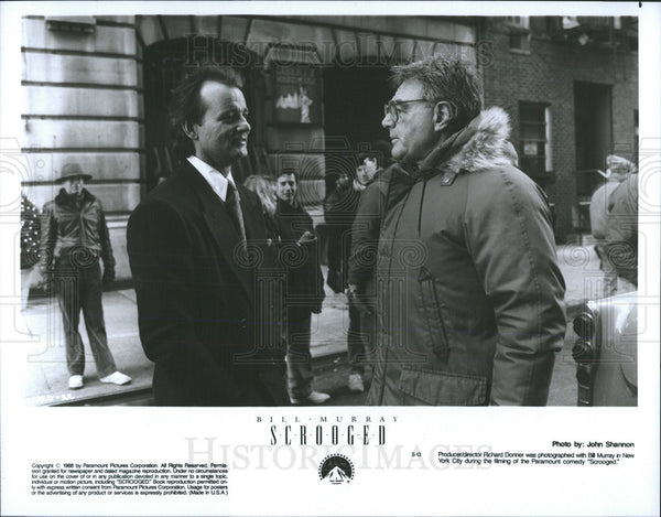 Scrooged Film Bill Murray With Director Richard Donner Filming 1988 ...