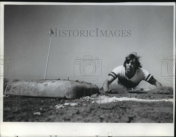 1973 Rick Auerbach sliding to base - Historic Images
