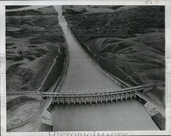 1946 Spillway on the Missouri river at Montana's Fort Peck dam ...