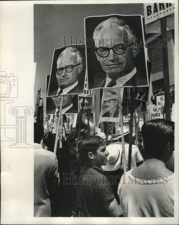 1954 Press Photo Barry Goldwater placards held by supporters, San Fran - Historic Images