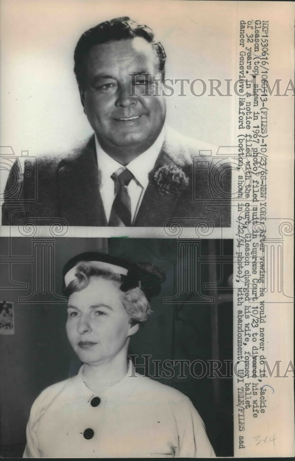 1968 Press Photo Actor Jackie Gleason & wife Genevieve Halford, New Yo - Historic Images