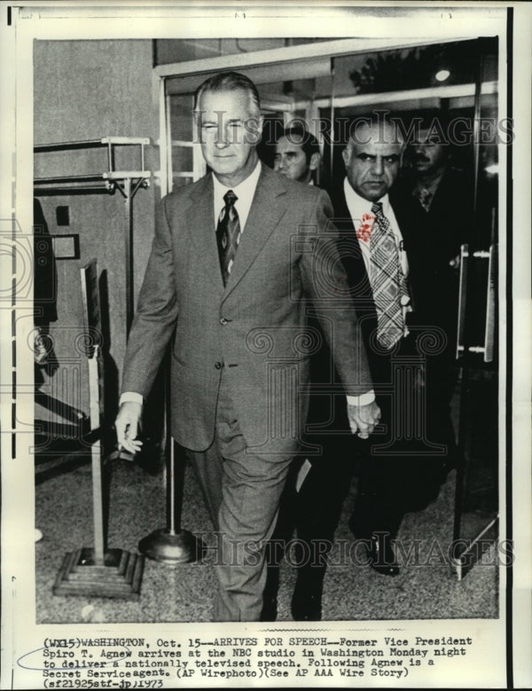 1973 Press Photo Former Vice President Spiro T. Agnew arrives at NBC s ...