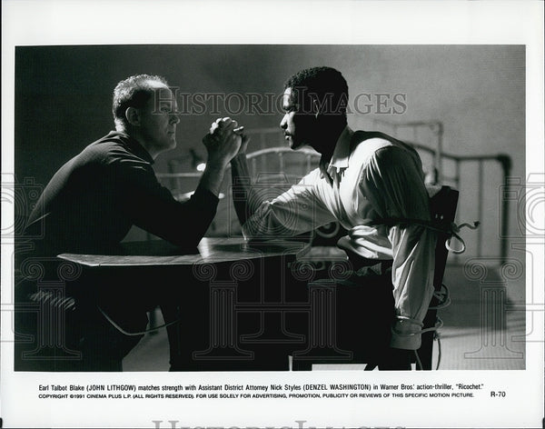 1991 Press Photo John Lithgow Actor Denzel Washington Ricochet Action ...
