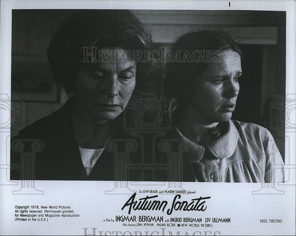 1978 Press Photo Actress Ingrid Berman & Liv Ullmann In "Autumn Sonata ...