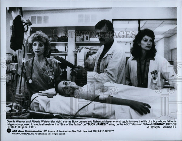 1987 Press Photo Dennis Weaver Alberta Watson Buck James Actor ...