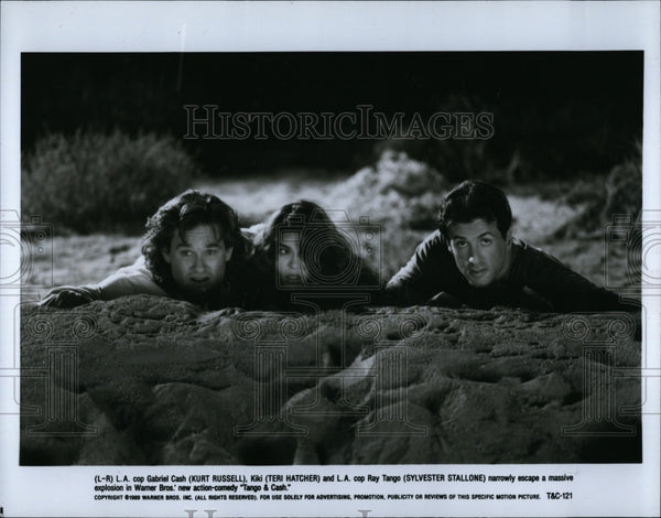 1989 Press Photo Actor Kurt Russell, Teri Hatcher, Sylvester Stallone ...