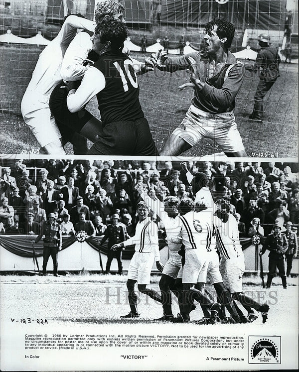 1980 Press Photo Actor Sylvester Stallone, Pele, Soccer Player In ...