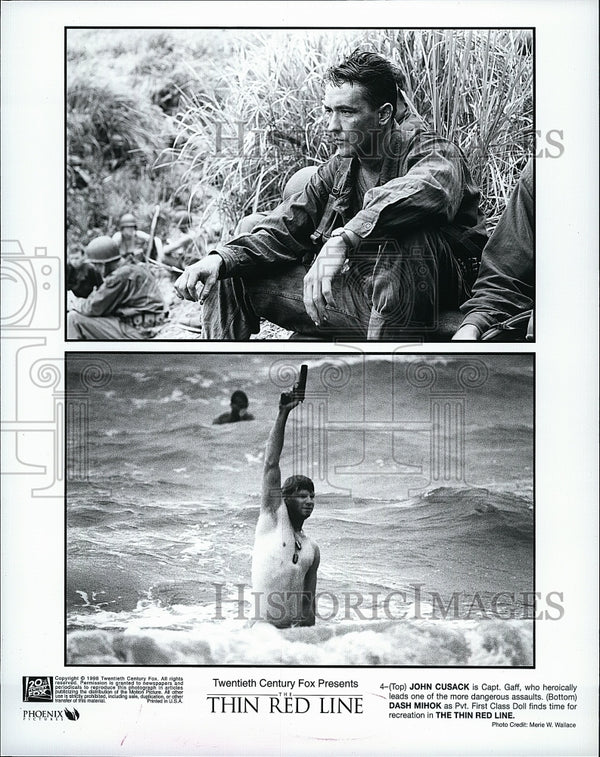 1998 Press Photo Actors John Cusack & Dash Mihok in "The Thin Red Line ...