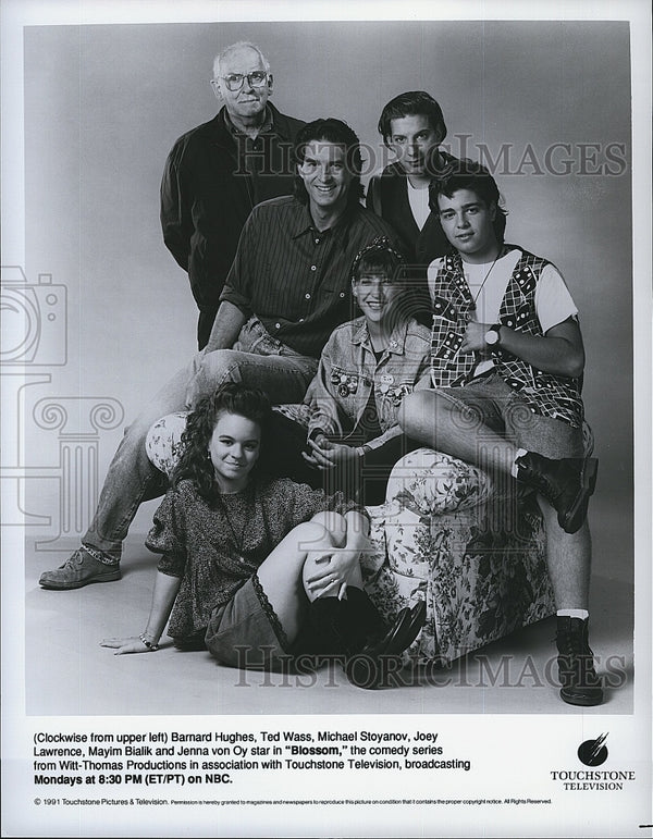 1991 Press Photo Barnard Hughes Ted Wass Michael Stoyanov Joey Lawrence ...