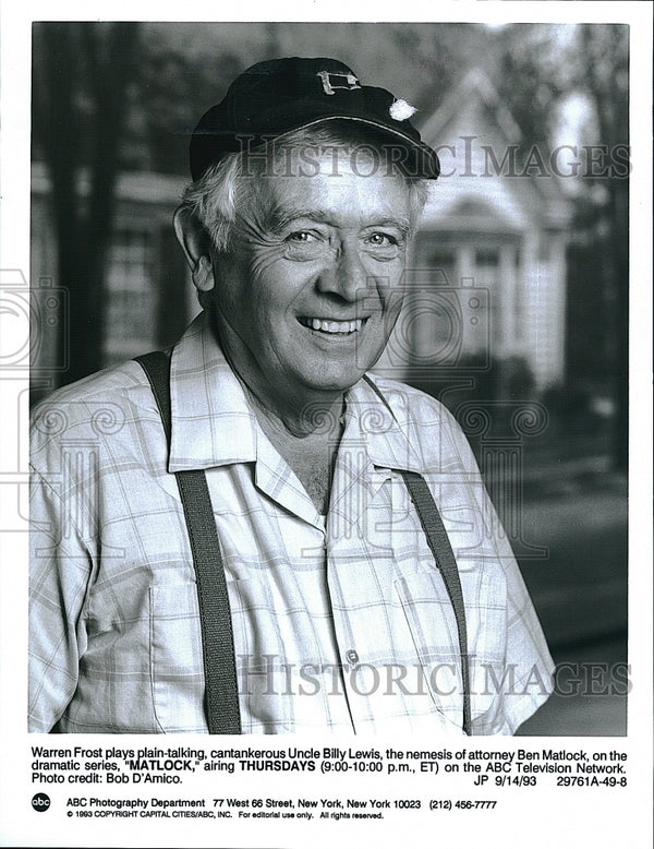 1993 Press Photo Warren Frost as Uncle Billy Lewis on TV series ...