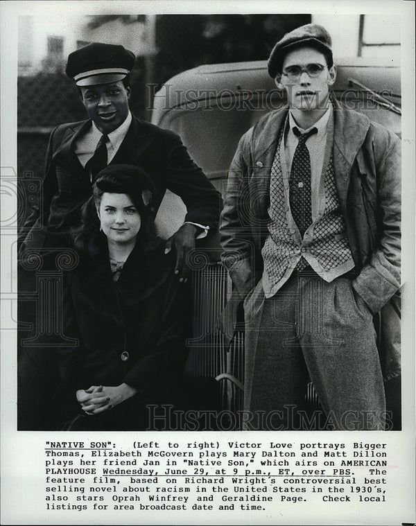 1986 Press Photo "Native Son" Mary Dalton,Victor Love, Matt Dillon ...