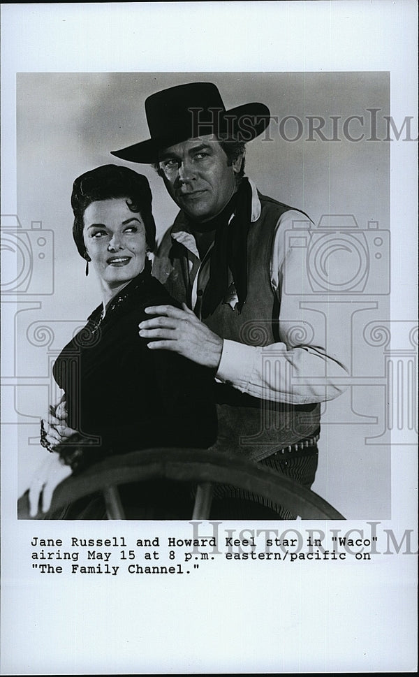 1966 Press Photo Jane Russell & Howard Keel Star In "Waco - Historic Images