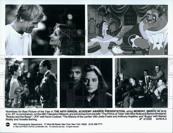 1992 Press Photo Nick Nolte Annette Benning Kevin Costner Jodie Foster ...