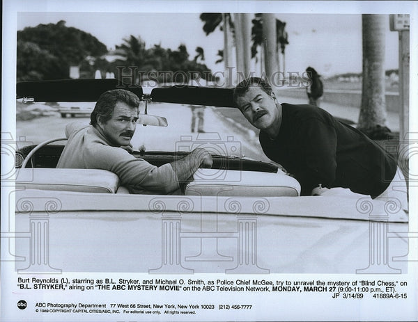 1989 Press Photo Burt Reynolds Actor Micheal Smith B.L. Stryker Movie ...