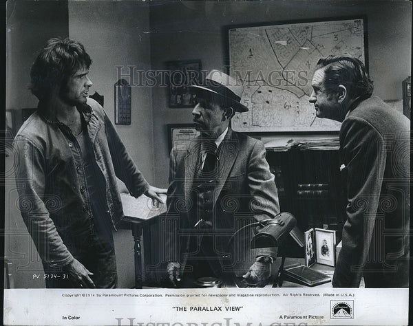 1974 Press Photo Warren Beatty, Hume Cronyn, Robert Lieb in "The ...