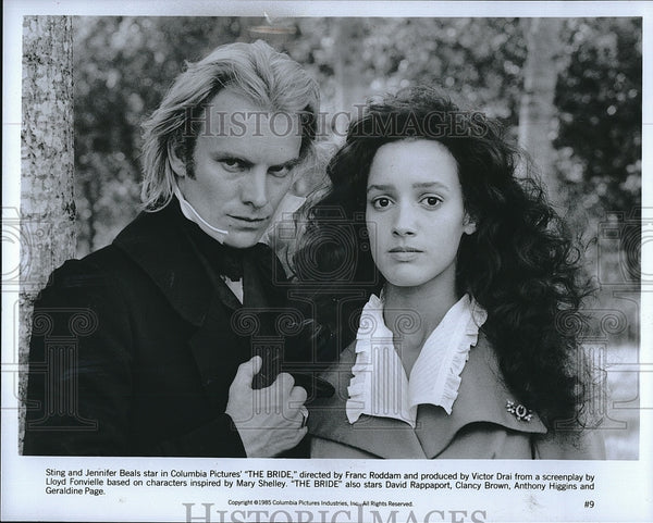 1985 Press Photo "The Bride" Jennifer Beals & Sting - Historic Images