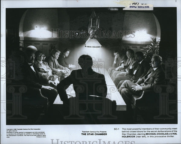 1983 Press Photo Michael Douglas, Hal Halbrook, "The Star Chamber ...