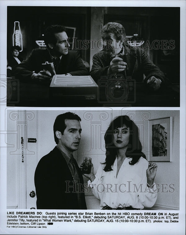 1994 Press Photo Brian Benben, Patrick Macnee, Jennifer Tilly "Dream On ...