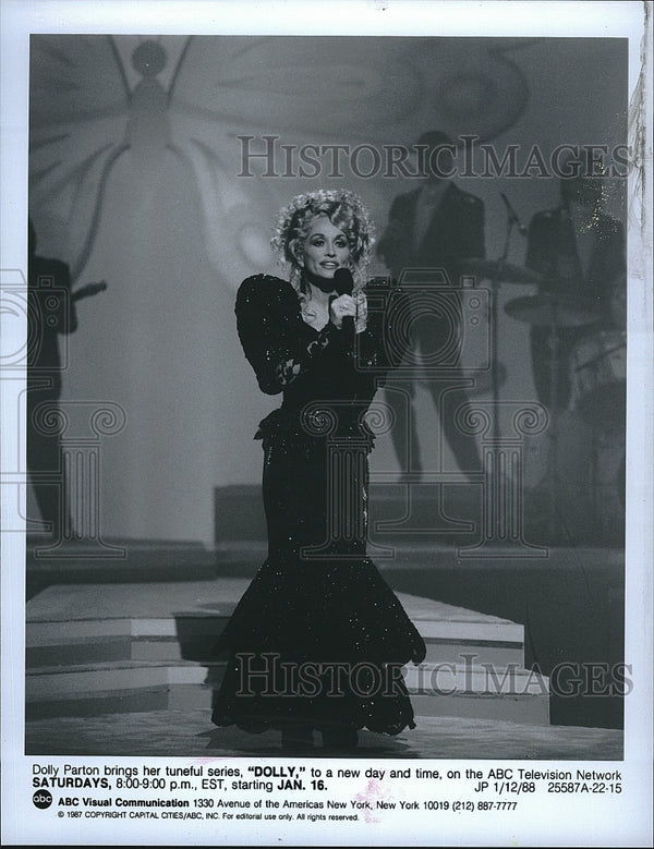 1988 Press Photo Dolly Parton in ABC-TV series "Dolly". - Historic Images