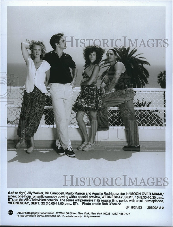 1993 Press Photo "Moon Over Miami" Marlo Marron ,Ally Walker, Bill ...
