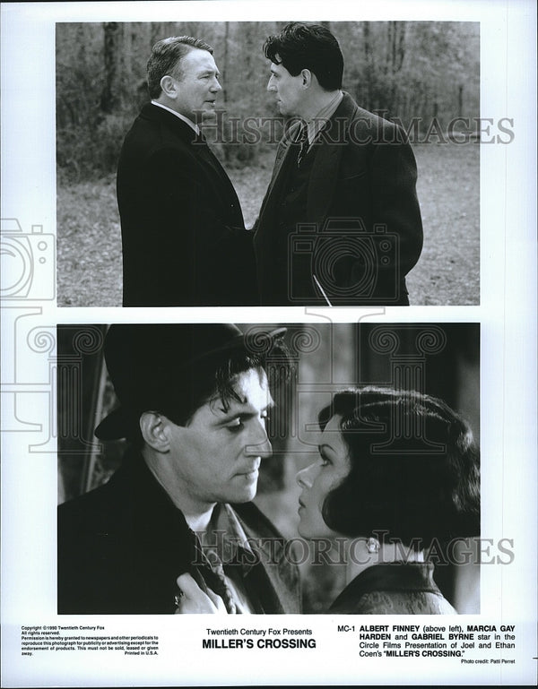1990 Press Photo Albert Finney, Marcia Gay Harden & Gabriel Byrne ...