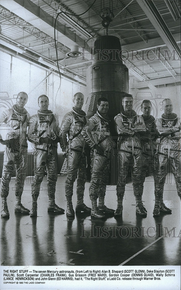 1983 Press Photo Scott Glenn Charles Frank Fred Ward Dennis Quaid Righ ...