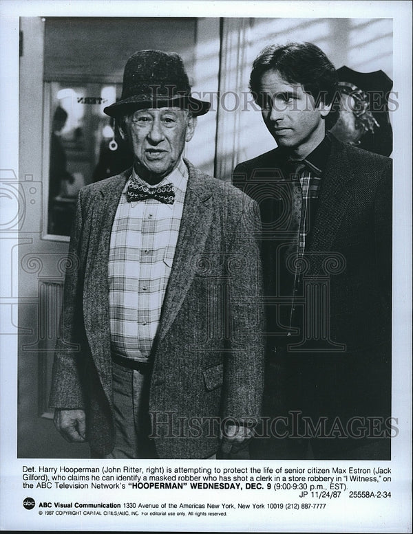1987 Press Photo John Ritter & Jack Gilford Star In "Hooperman ...