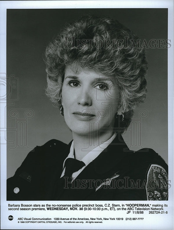 1988 Press Photo Barbara Bosson one of the stars of ABC's "Hooperman ...