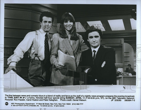 1993 Press Photo Ron Fassler, Carol Huston and peter Keleghan in"This ...