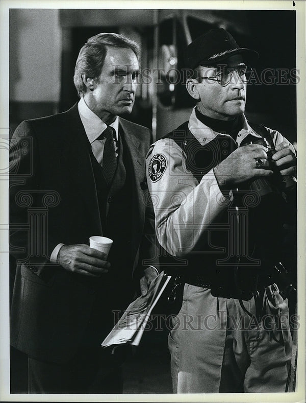 1986 Press Photo Actor James B. Sikking, Jon Cypher, Hill Street Blues ...
