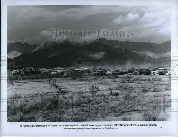 1980 Press Photo The largest car stampede in "Used Cars" - Historic Images