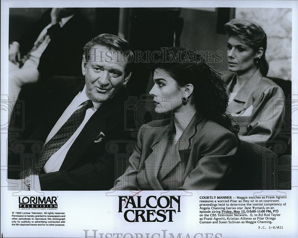 1989 Press Photo Rod Taylor Kristian Alfonso Susan Sullivan Falcon ...