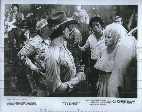 1984 Press Photo Rhinestone Sylvester Stallone Dolly Parton Penny ...