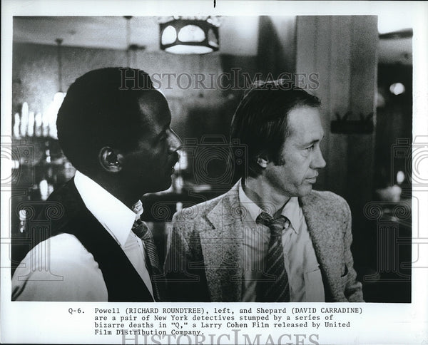 1982 Press Photo Richard Roundtree and David Carradine in the horror ...