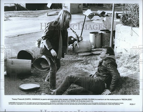 1984 Press Photo Reckless Film Daryl Hannah Aidan Quinn Accident Scene ...