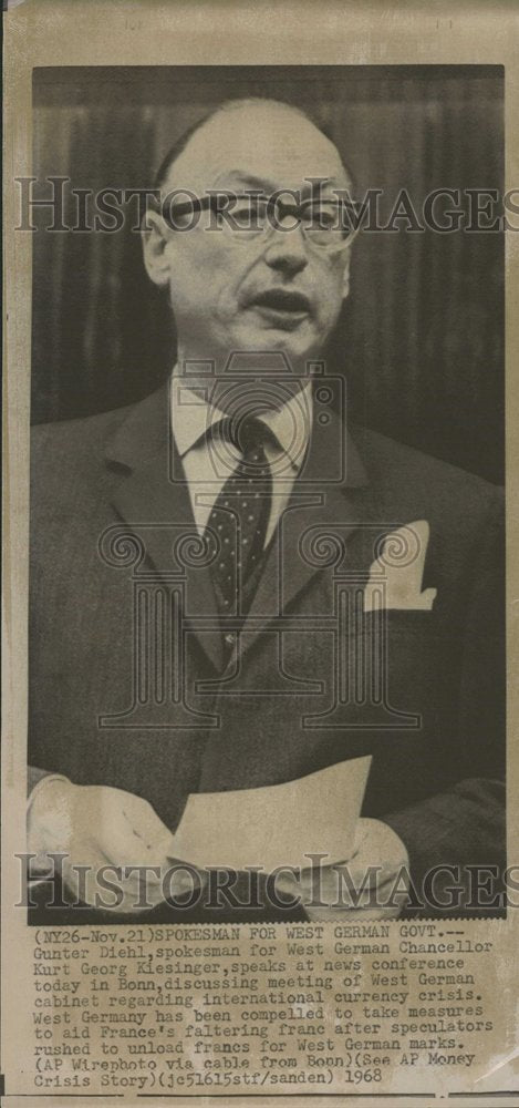 1968 Press Photo Gunter Diehl Kurt Georg Kiesinger Bonn - RRV00399 ...