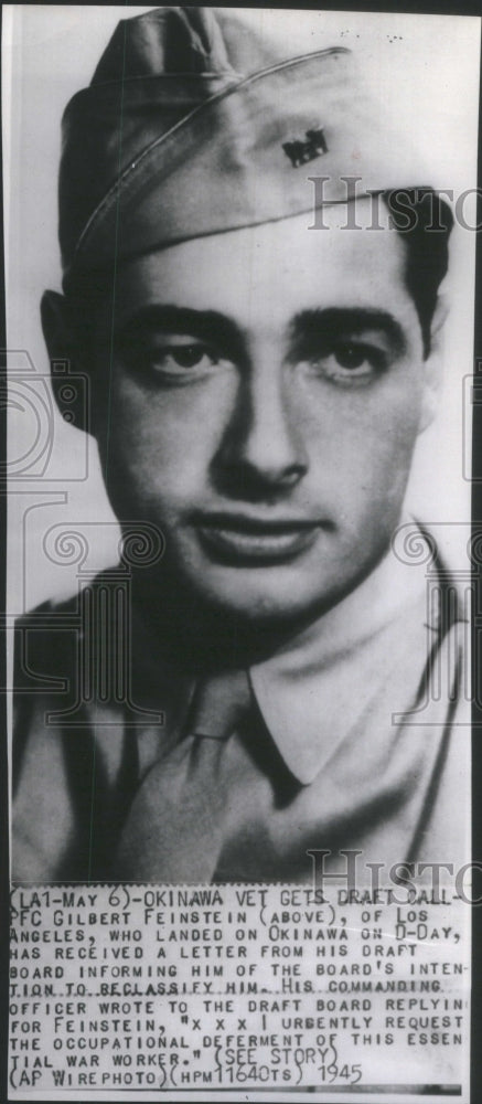 1945 Press Photo PFC Gilbert Feinstein Los Angeles Okin- RSA14787 ...