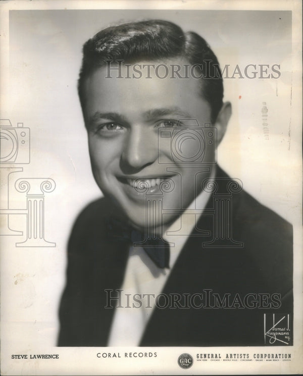 1957 Press Photo Coral Records Singer Lawrence Portrait - Historic Images