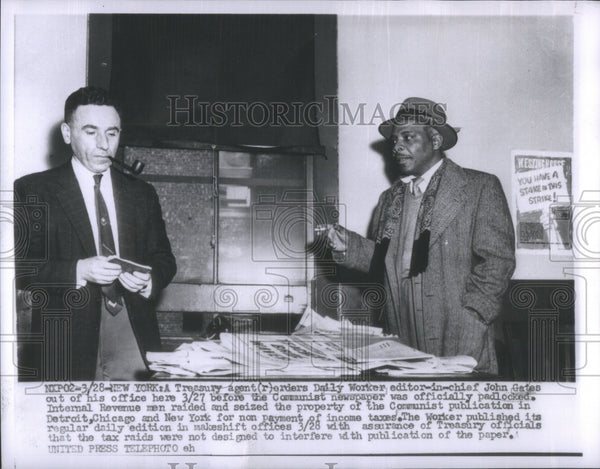 1956 Press Photo Treasury Agent Order Dialy Worker Edit - Historic Images