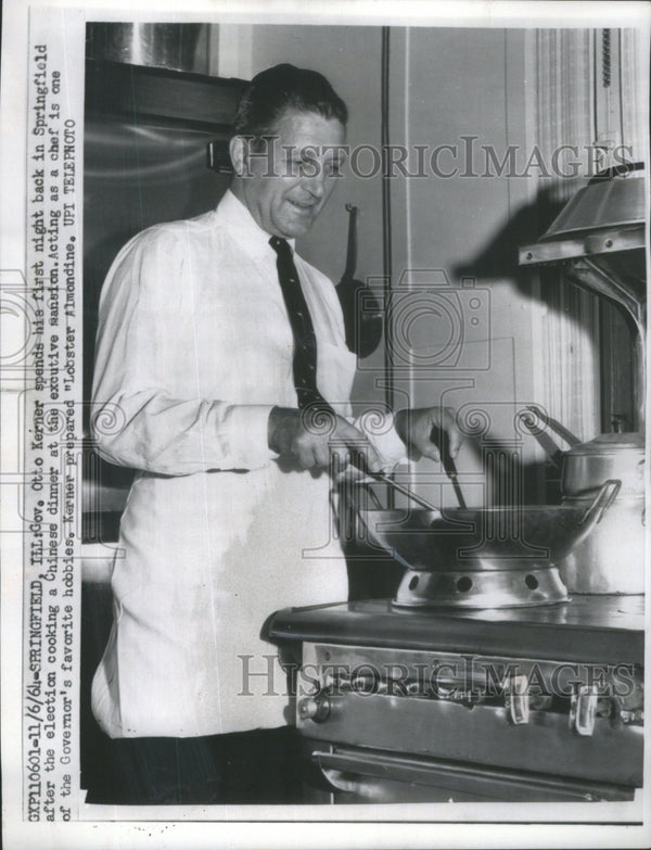 1964 Press Photo Illinois Otto Kerner Springfield cooking Chinese ...